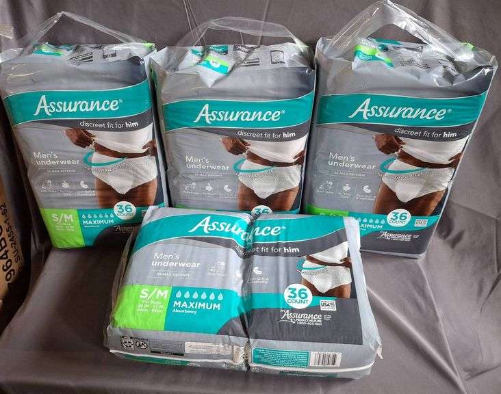 Assurance Men’s Underwear in Size S/M with Maximum Absorbency (4 Packs ...