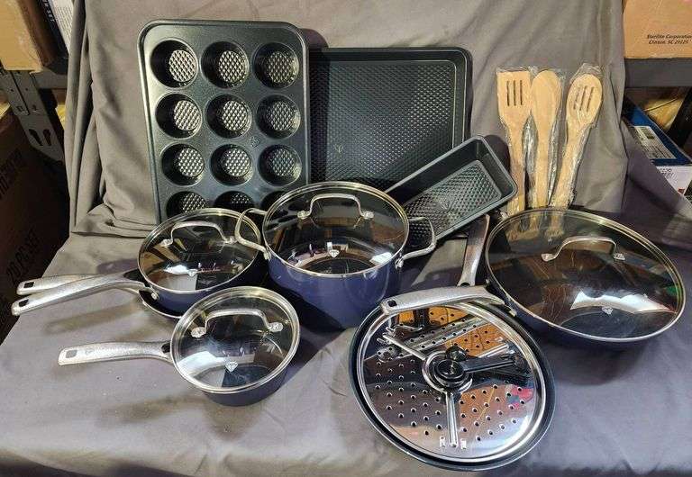 Blue Diamond Nonstick Cookware and Bakeware Set with Utensils - Metzger ...