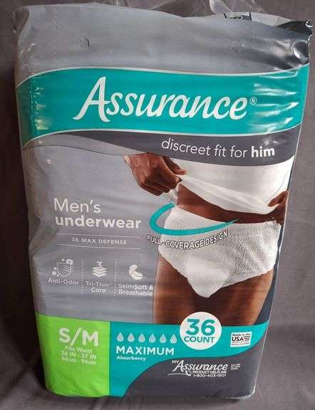 Assurance Men’s Underwear in Size S/M with Maximum Absorbency (4 Packs ...