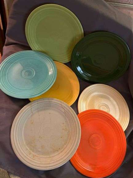 Set of Seven Multicolored Fiesta Plates Marked ‘Genuine’ - Metzger ...