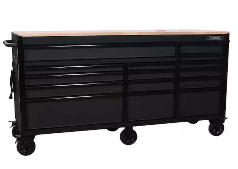 Husky Heavy-Duty 72 in. W x 24 in. D 15-Drawer Matte Black Mobile ...