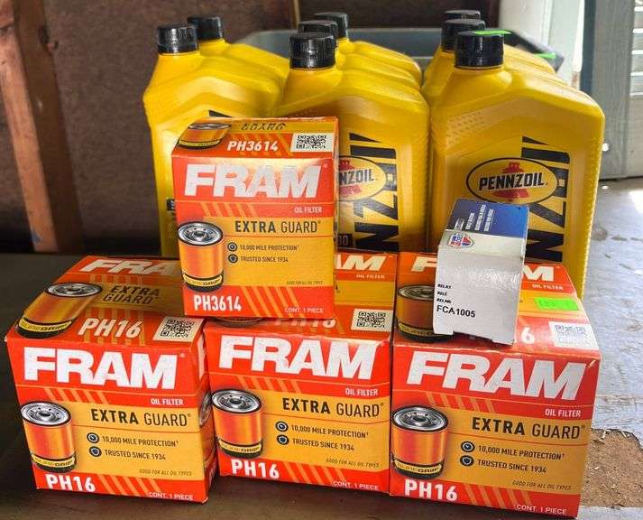 Automotive Oil Filters and Motor Oil Set Including Fram PH3614, PH16 ...