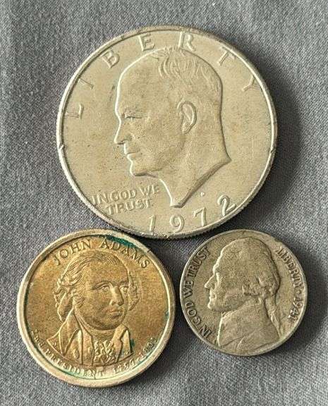 1972-D Eisenhower Dollar, Presidential Dollar, 1941 Jefferson Nickel ...