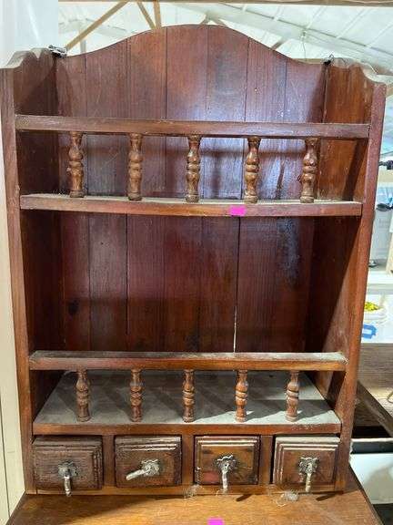 Wall-Mount Shelf with Spindles and Drawers, 28.5” - Metzger Property ...