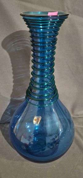 Blenko Handcrafted Blue Glass Vase 14.5″ - Metzger Property Services, LLC