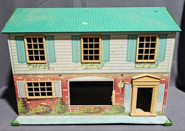 Metal Dollhouse with Two Levels and Painted Exterior 21.5″ x 12″ x 15. ...