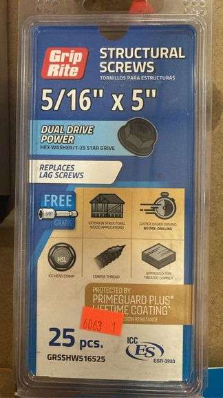 Grip Rite Structural Screws 5/16” x 5” - 25pc - Metzger Property ...