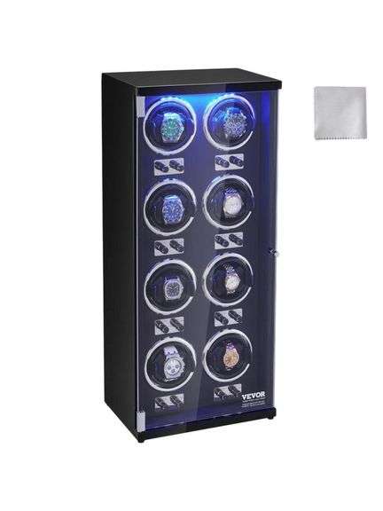 VEVOR - Watch Winder with 8-Super Quiet Mabuchi Motors, Blue LED Light ...