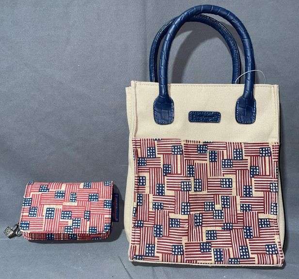 Longaberger Homestead Tote Bag and Wallet with American Flag Pattern ...