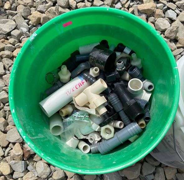 Two Buckets Containing PVC and Plastic Pipe Fittings - Metzger Property ...