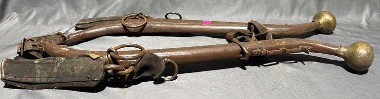Pair of Iron Horse Hames with Brass Knobs and Leather Straps - Metzger ...