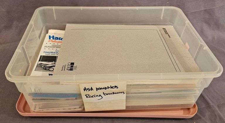 Pamphlets and Racing Brochures in Plastic Storage Bin - Metzger ...
