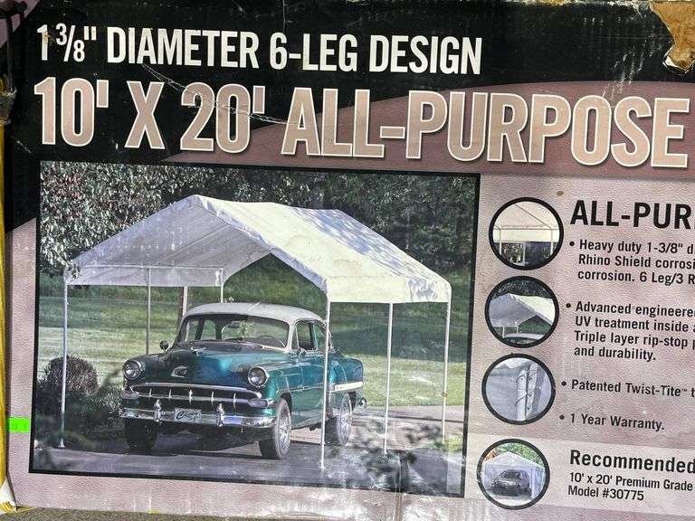 All-Purpose Canopy, 1-3/8″ Diameter 6-Leg Design 10′ x 20′ - Metzger ...