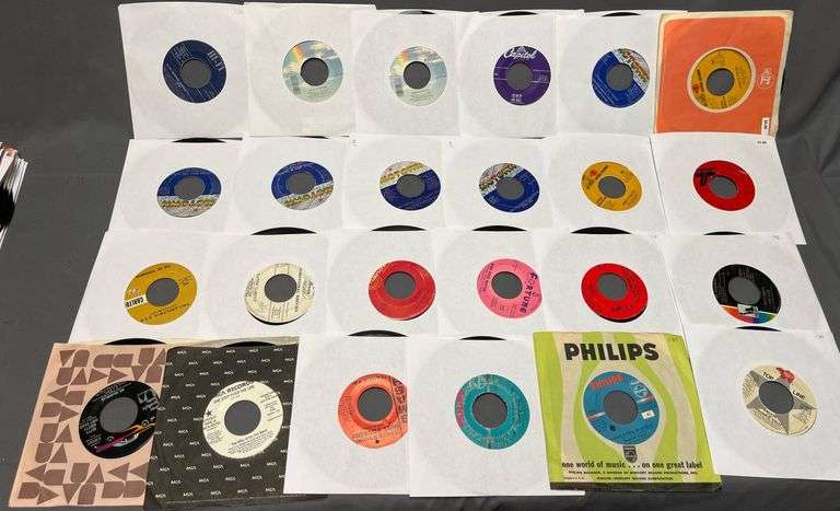 45 RPM Vinyl Records with Sleeves Including Phillips and Capitol ...