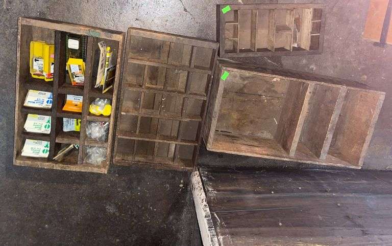 Set of Four Wood Storage Boxes with Compartments - Metzger Property ...