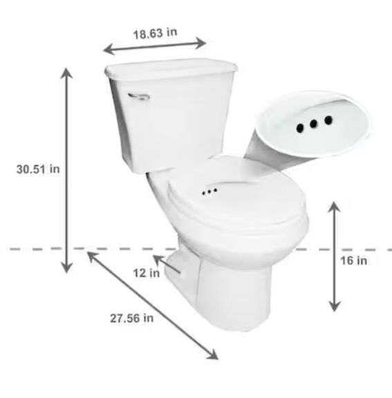Penguin Toilets 2-piece 1.28 GPF Single Flush Round Toilet with ...