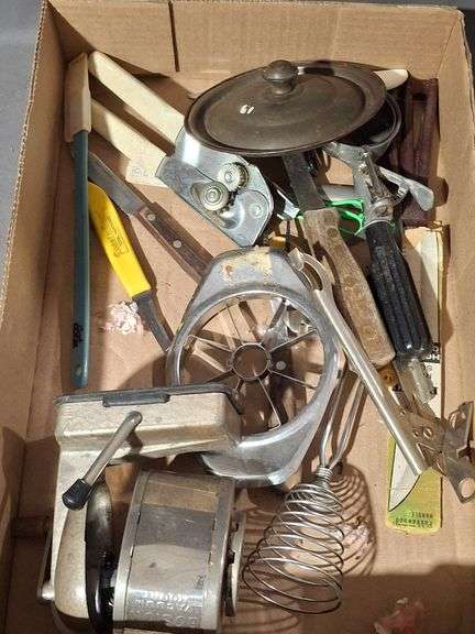 Mixed Kitchen Utensils and Tools, Including Metal Slicer and Hand Crank ...