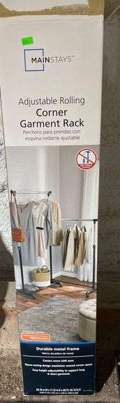Mainstays Adjustable Rolling Corner Garment Rack in Original Box ...