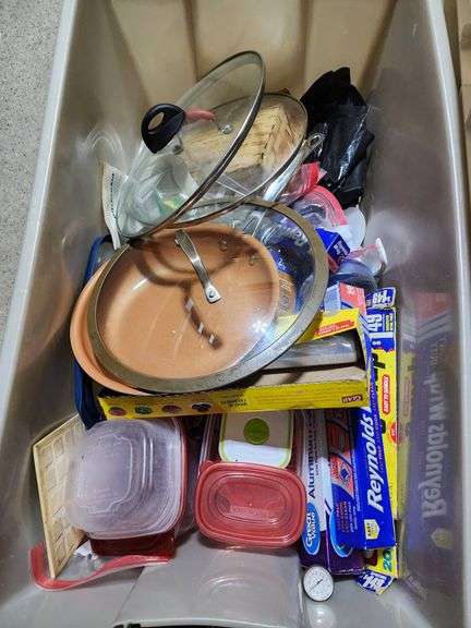 Storage Bin with Kitchen and Household Items - Metzger Property ...