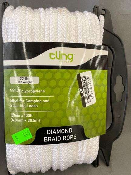 Set of 5 Spools of Cling Diamond Braid Rope, 3/16 Inch x 100 Feet ...