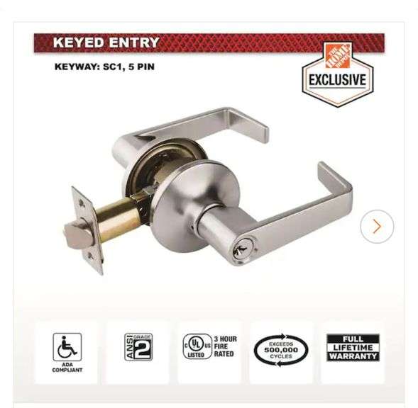 Universal Hardware Light Duty Commercial Entry Lever ADA, UL 3-Hour ...