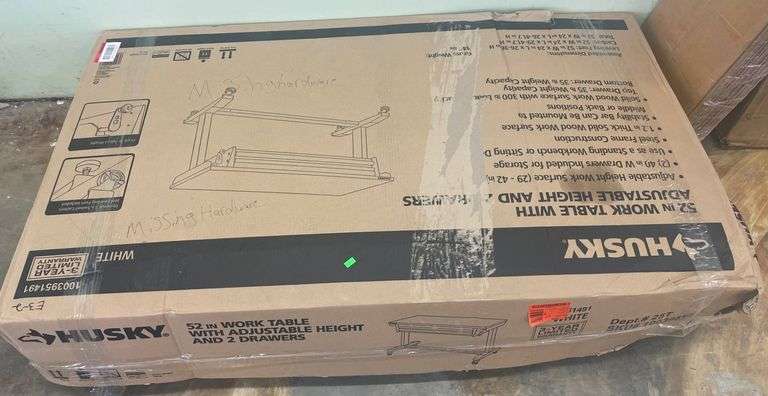 Husky 52-Inch Work Table With Adjustable Height and Drawers – Missing ...