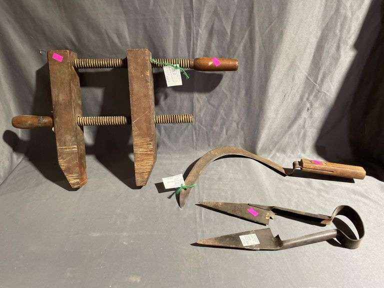 Hand Clamp, Hand Sickle and Shears with Wood and Metal Components ...