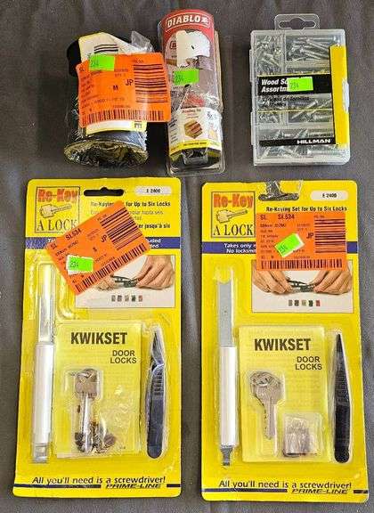 Kwikset Re-Keying Kits, Hillman Wood Screw Set and Diablo Router Bit ...