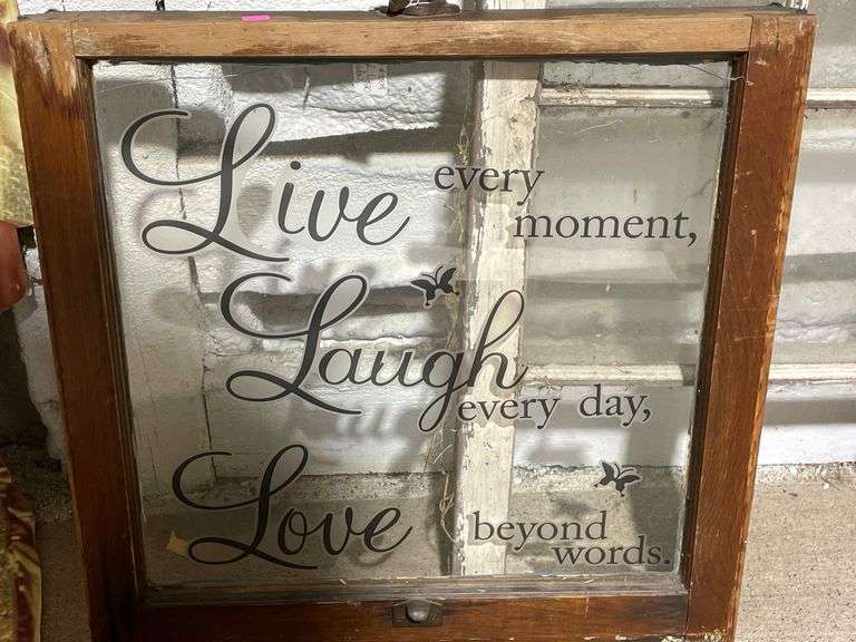 Two Glass-Pane Window Frames, One With Script Decor - Metzger Property ...