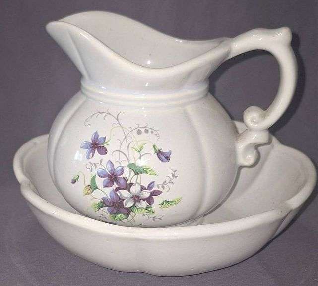 McCoy 6-Inch Pitcher and Basin Set with Floral Design - Metzger ...
