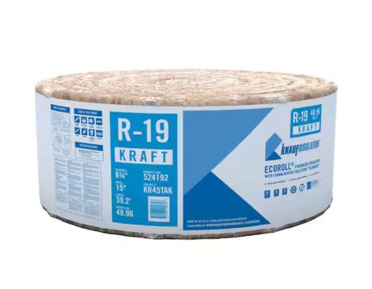 Knauf Insulation R-19 EcoRoll Kraft Faced Fiberglass Insulation Roll 15 ...