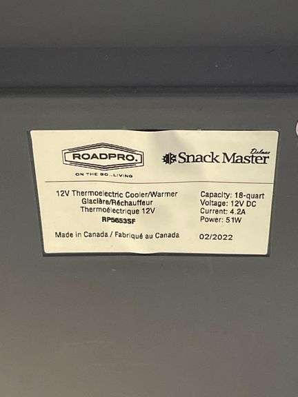 RoadPro Deluxe SnackMaster 12V Thermoelectric Cooler/Warmer, Model ...