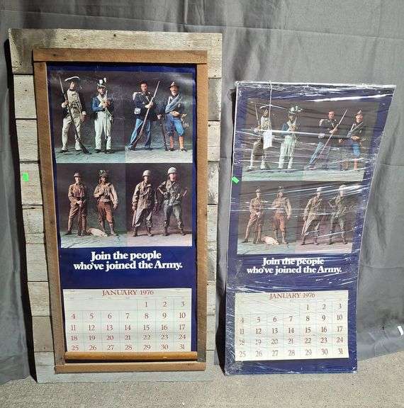 Framed 1976 Calendar Poster Featuring U.S. Army Historical Figures ...