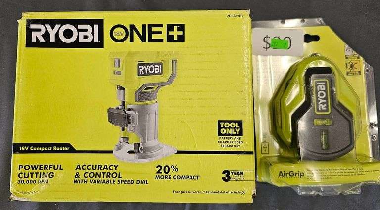 Ryobi ONE+ Trim Router and AirGrip Compact Laser Level Bundle - Metzger ...