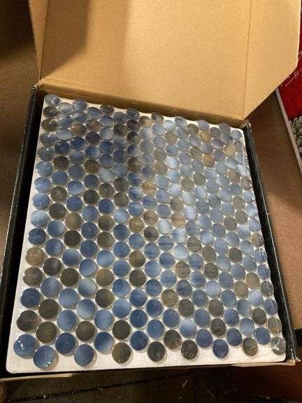 MSI Penny Round Azul 12 in. x 13 in. x 6 mm Porcelain Mesh-Mounted ...