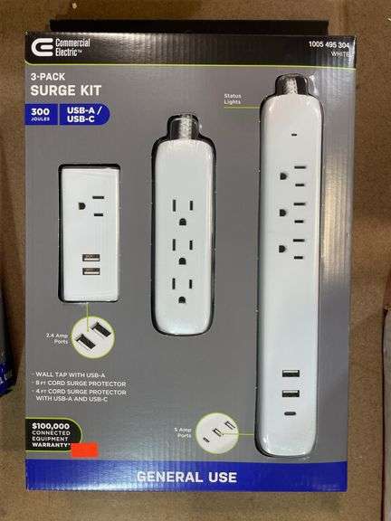 Commercial Electric 4 ft. Multiple Outlet and Wall Mounted Surge ...