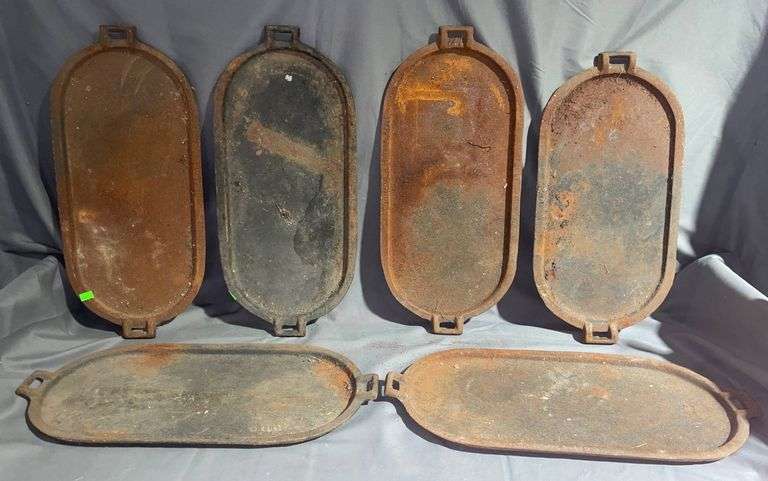 Set of Six Cast Iron Oval Griddle Plates with Handles - Metzger ...