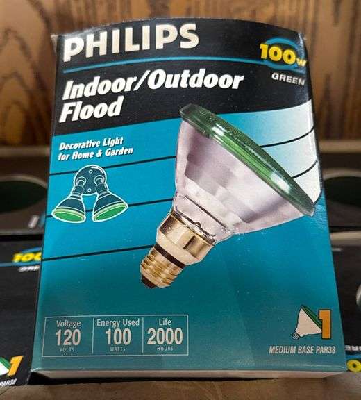 Philips 100W Green Indoor/Outdoor Flood Light Bulbs, (18 Total, 3 Boxes ...