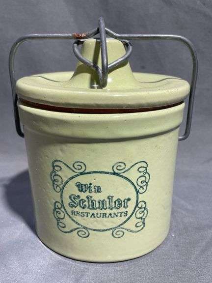 Twin Schuler’s Bar-Scheeze Onion Garlic Flavored Ceramic Cheese Crock ...