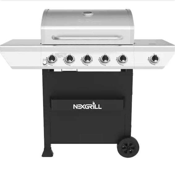 Nexgrill 5-Burner Propane Gas Grill in Stainless Steel with Side Burner ...