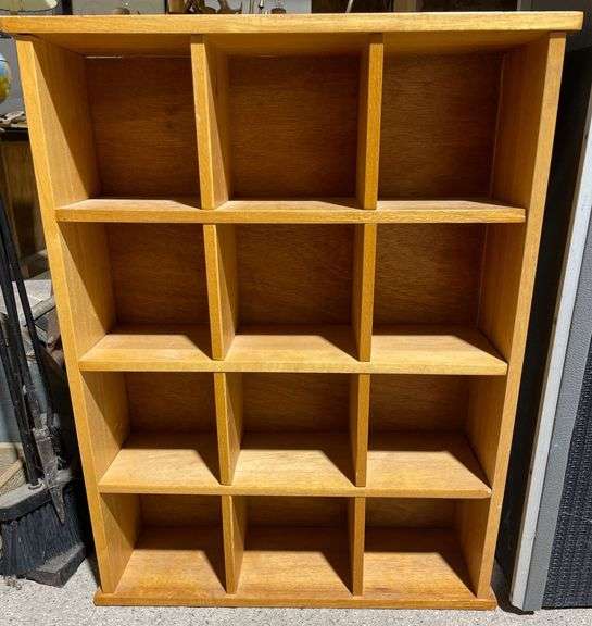 Natural Finish Twelve-Compartment Storage Shelf - Metzger Property ...
