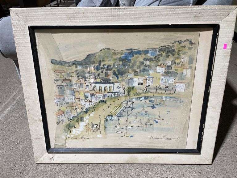 Framed Watercolor Painting of Monaco, France, Signed by Artist ...