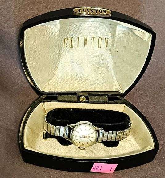 Clinton Mechanical Wristwatch with Metal Expansion Band and Case ...