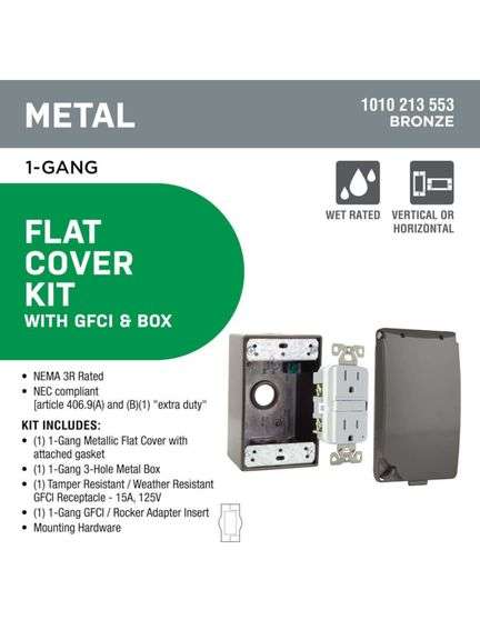 COMMERCIAL ELECTRIC - 1-Gang Metal Weatherproof Electrical Box, Cover ...
