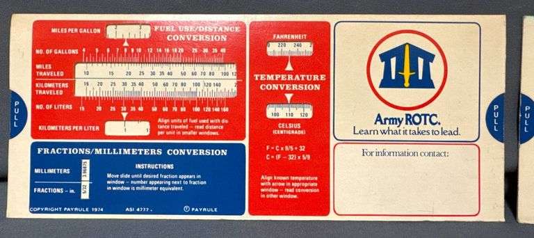 (3) Metric Conversion Slide Charts for Army ROTC Marketing - Metzger ...