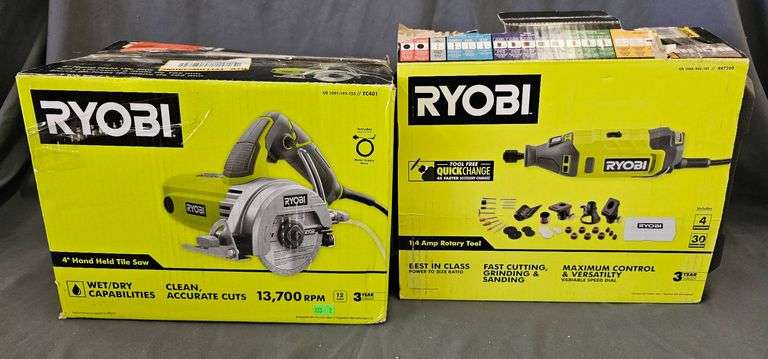 Ryobi Handheld Trim Saw and 14-Amp Rotary Tool Kit with Accessories ...