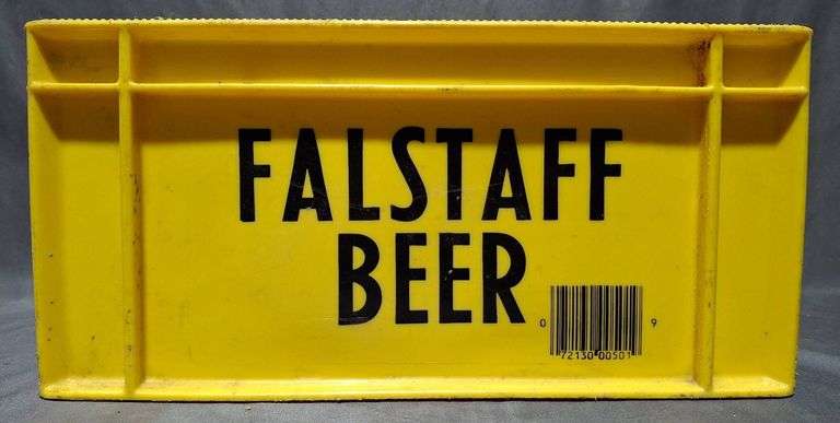 Yellow Plastic Falstaff Beer Crate with Dividers - Metzger Property ...