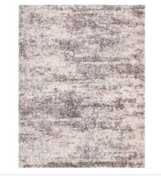 Berber Shag 8 ft. x 10 ft. Gray/Cream Distressed Solid Area Rug ...