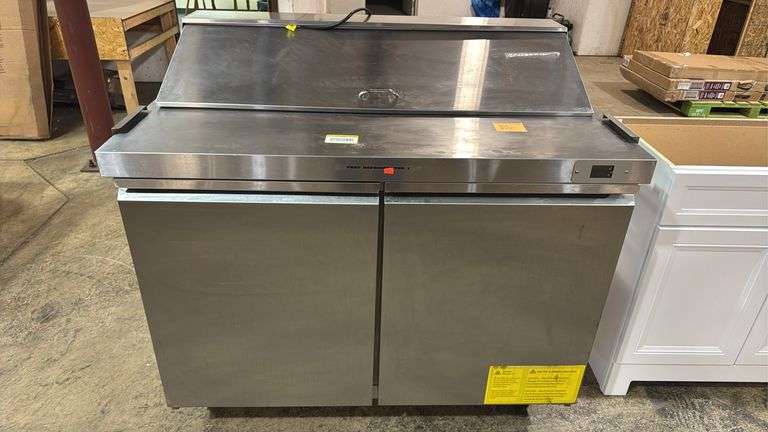 Stainless industrial deep refrigerator, used, has food odor inside ...
