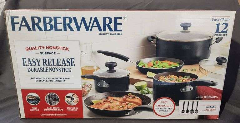 Farberware 12-Piece Nonstick Cookware Set with Kitchen Tools - Metzger Property Services, LLC